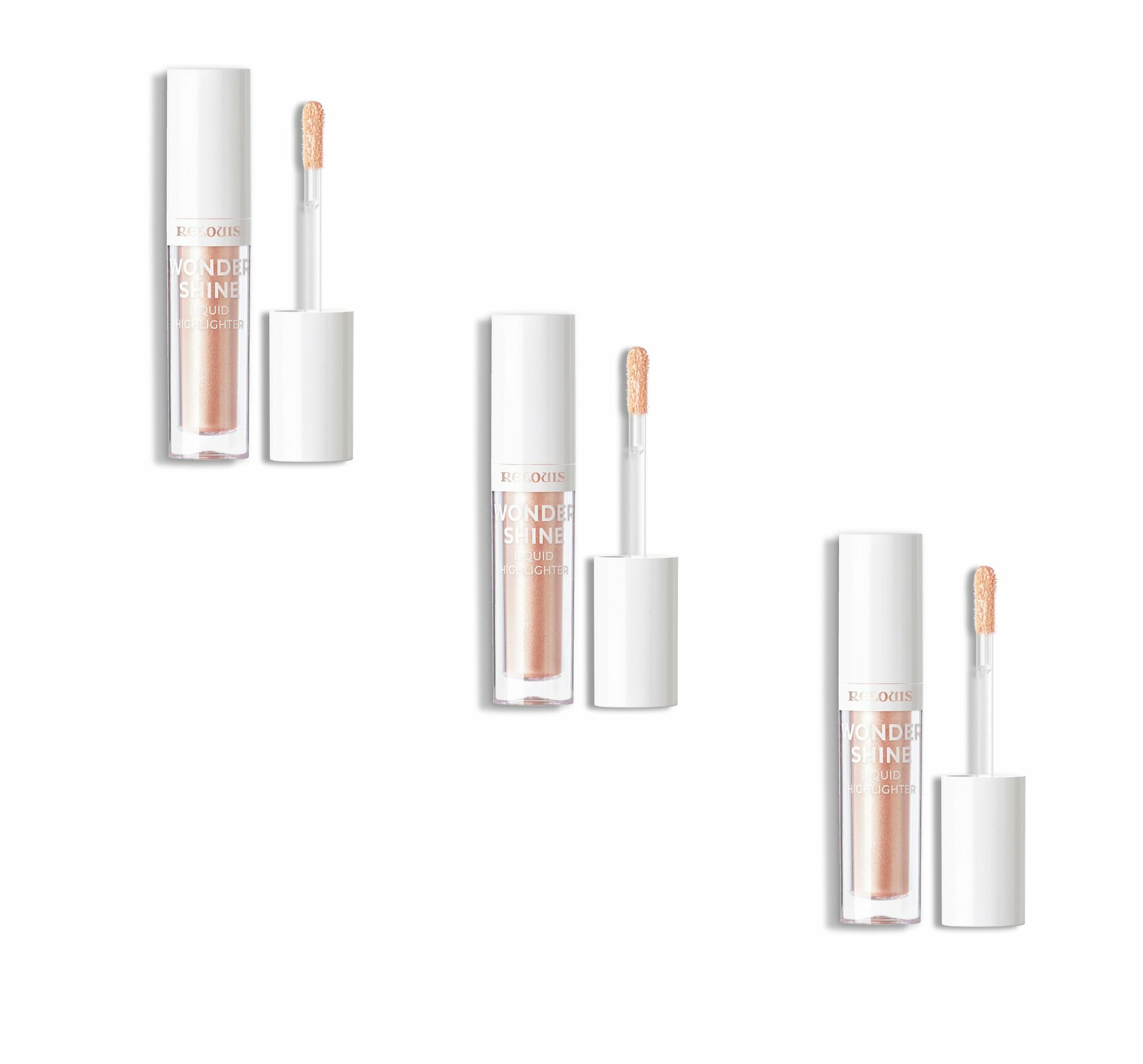 Хайлайтер жидкий Relouis Wonder Shine тон 02 prosecco бежево-розовый , 3 шт