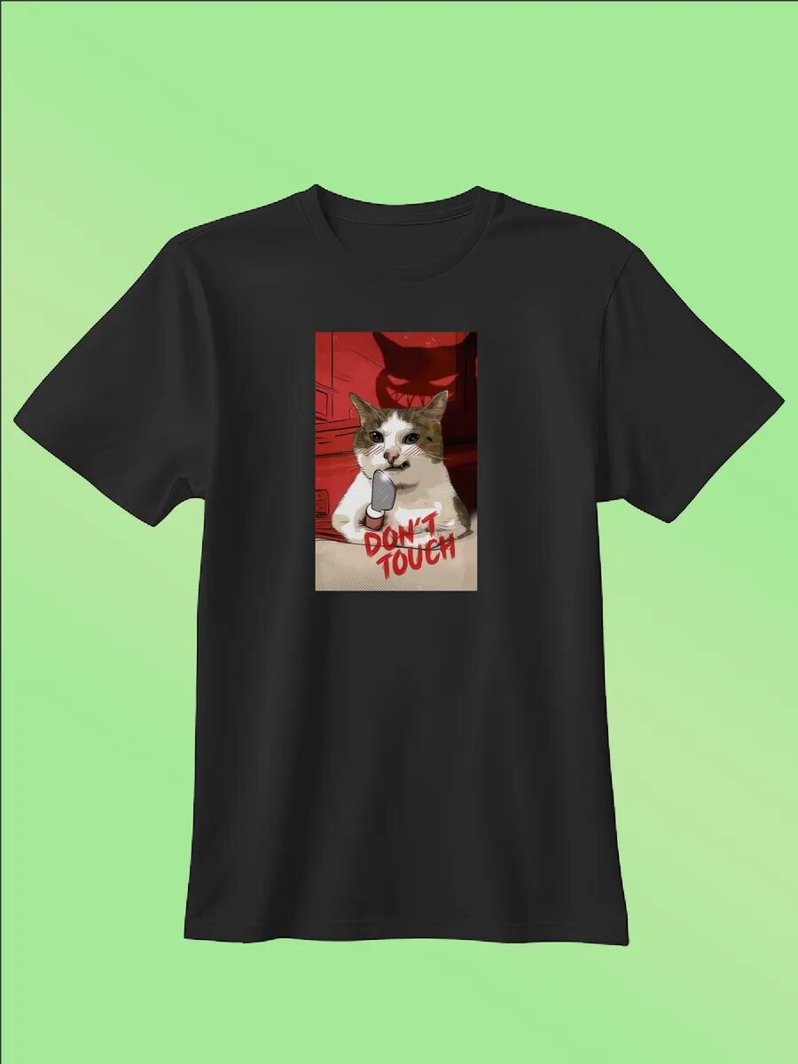Футболка злой кот с ножом