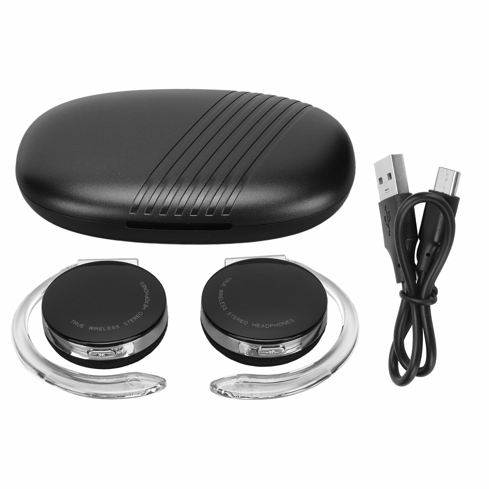 Беспроводные стерео наушники Bluetooth 5.2 с защитой от воды IPX5, глубокими басами, 50 часами воспроизведения, светящимся корпусом, микрофоном и зарядным отсеком, черные.