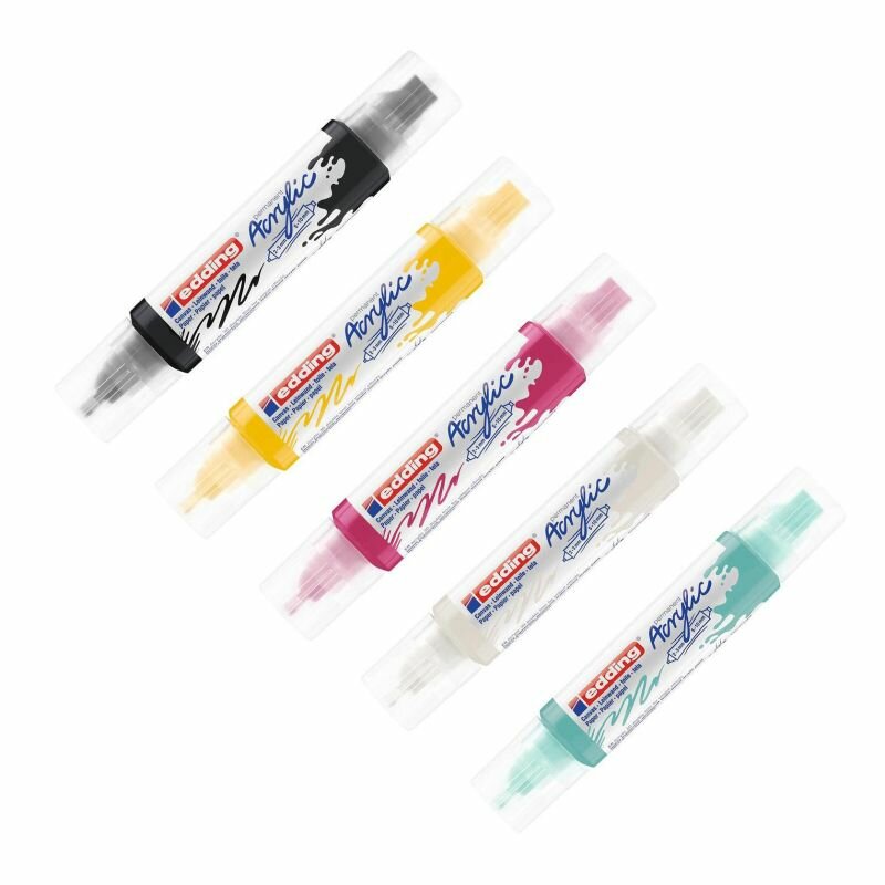 Набор акриловых маркеров двусторонних 3D Edding 5400 /. скош. нак. 5 цв