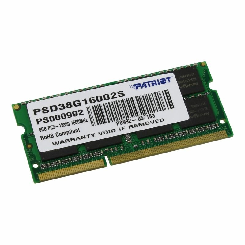 Модуль памяти Patriot SL DDR3 8GB 1600MHz SODIMM (PSD38G16002S)