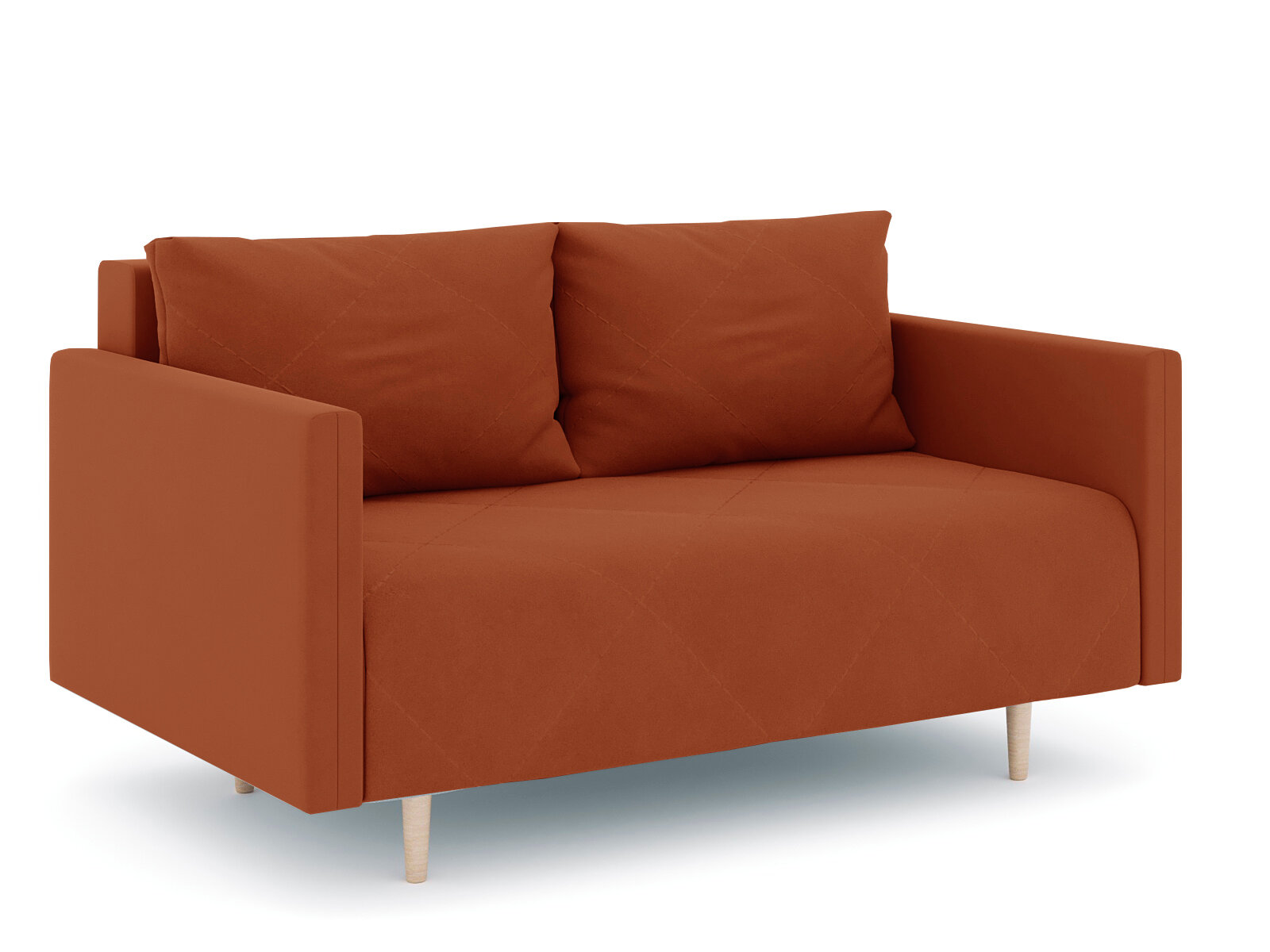 Диван DiHall "Мили мини 2", прямой, 2-местный, с подлокотниками, велюр, оранжевый