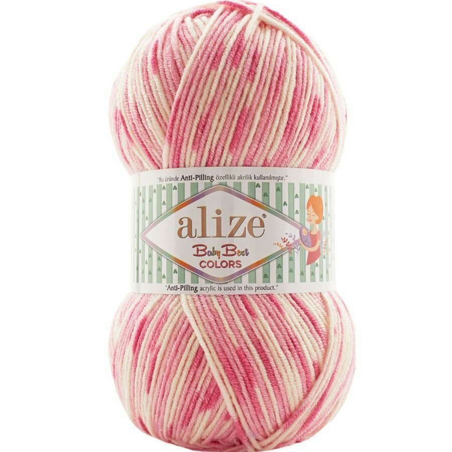 Пряжа Alize BABY BEST COLORS 8036 розовый принт (5 мотков)