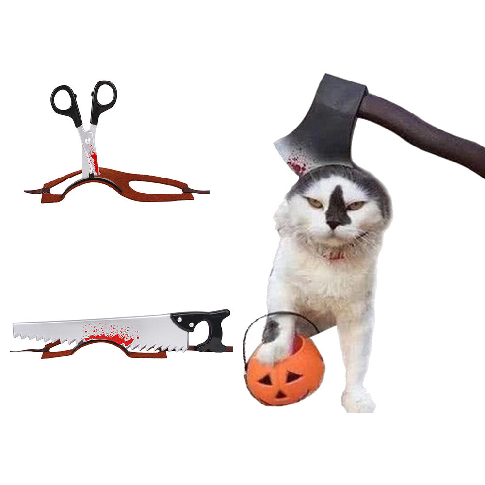 Аксессуары для собак Набор гирлянды для головы Топор Пила Ножницы Пластик Неопрена Черный Размер S M Декор Топор 10см Пила 36*7см Ножницы 27*12см Длина 16.5см 22см Ширина 6.5см 6.8см Длина поводка 26см Пакет 10*10*5см Вес 35г 38г 1шт Костюм для Хэллоуина