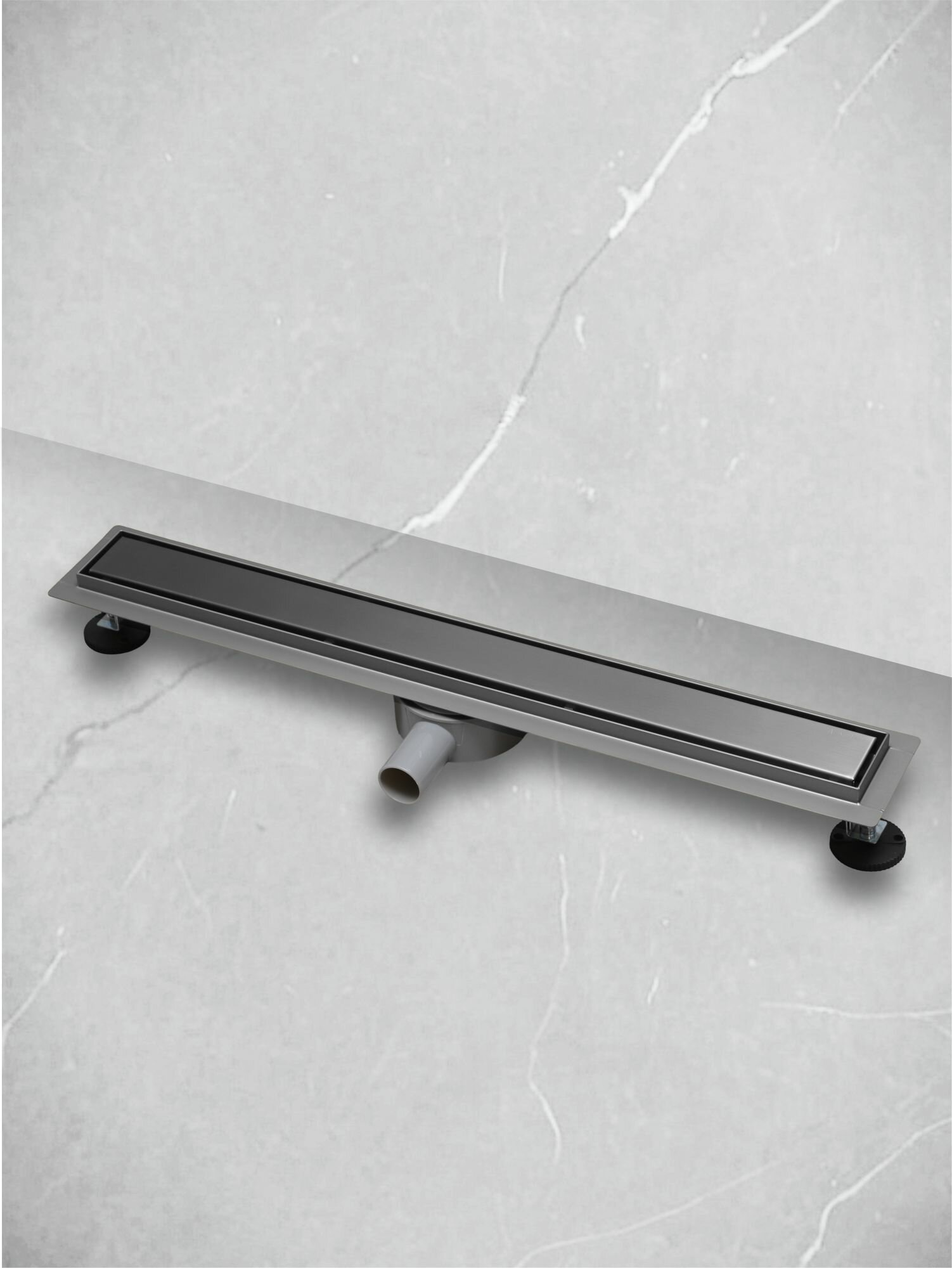 Трап для душа в полу под плитку, слив для душа широкий 800 мм, оружейная сталь