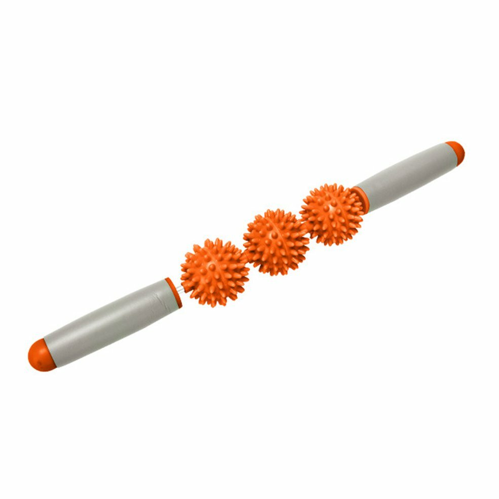 3-мячный ежик палочка для массажа меридианов фитнес-мышечный массаж палочка для йоги расслабление мышц фасция палочка - оранжевый