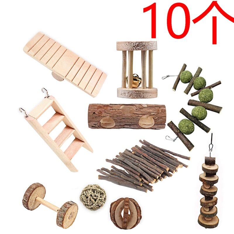 Игрушка для хомяка 10 шт. Натуральная деревянная Белки Песчанки, Кролики Грызуны Упражнение и жевание Уход за зубами