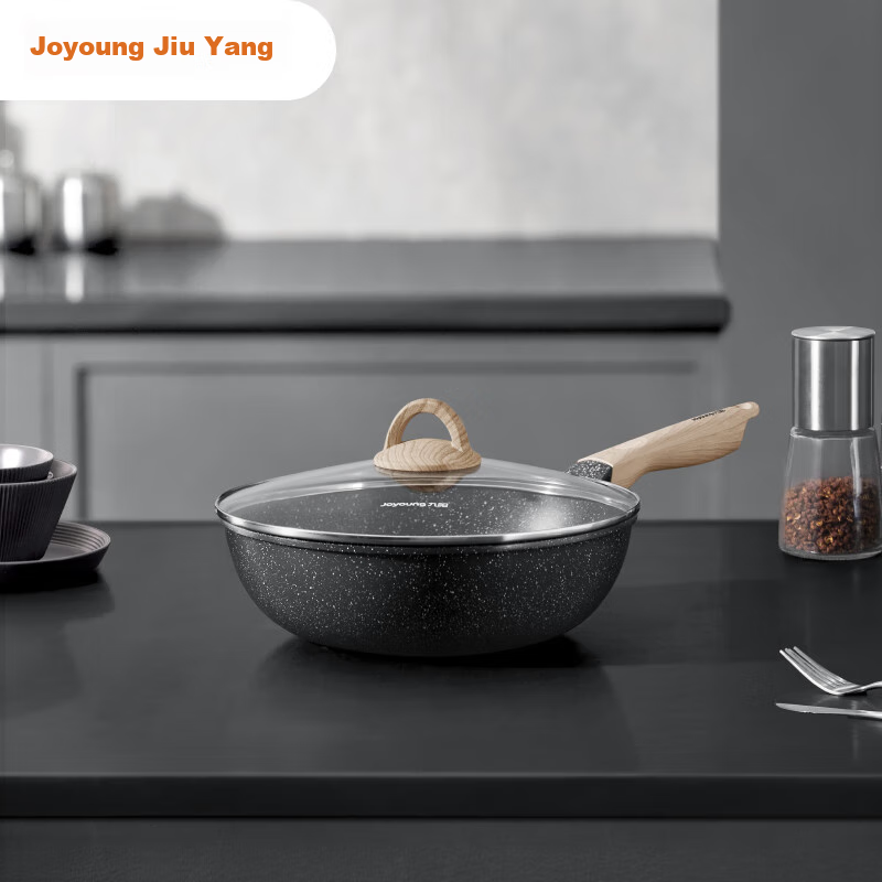 Joyoung Non-stick Wok Black Gold Wheat Stone Color Household Non-stick Wok Gas Induction Cooker Universal 26cm