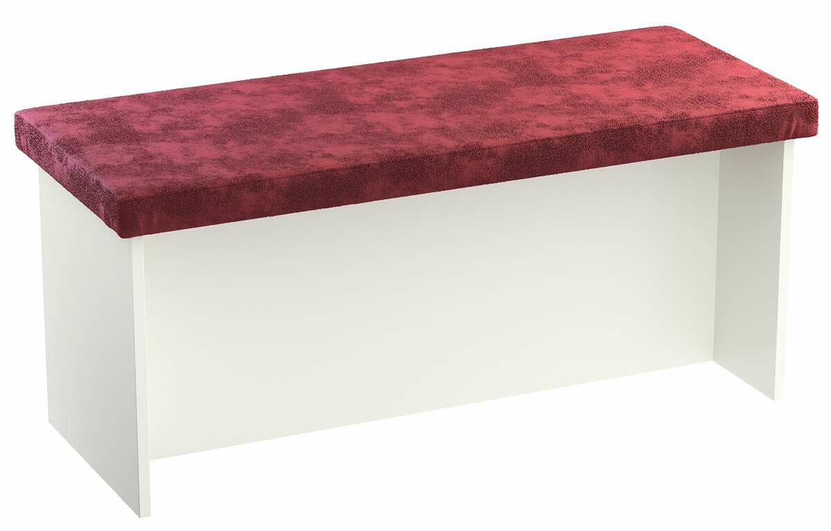 Пуфик серии основа - велюр красный бархат №2 (ровная поверхность), Белый