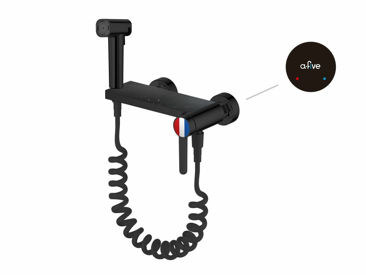 Смеситель для биде (Lt) D35, серия Lotus черный, a-five (На стену, Излива нет) (А5-0645)