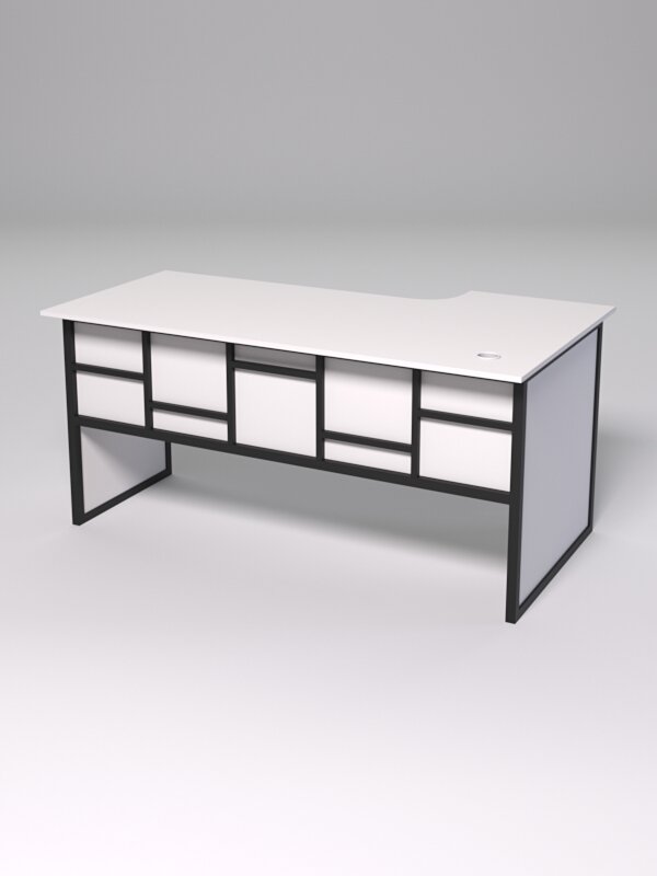 Стол эргономичный офисный СЭ-17 (левосторонний) "стронг" в стиле лофт декор №3, Белый