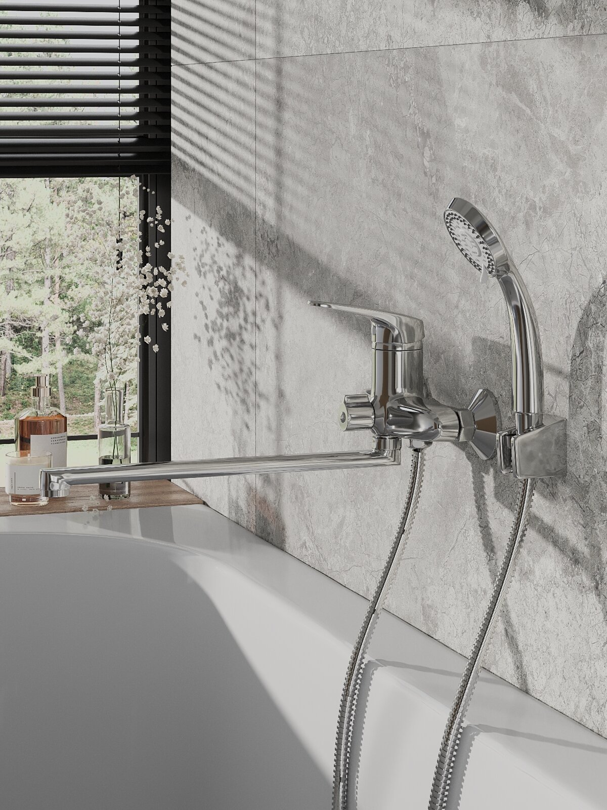 Смеситель для ванны/душа Agger Exact A2121100 с душевым набором, хром