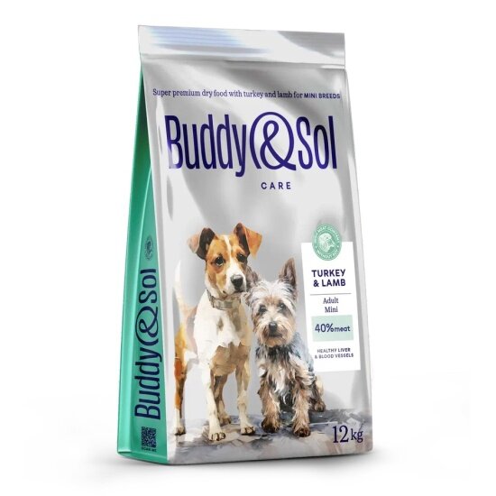 Корм сухой Buddy&sol CARE ADULT MINI для собак мелких пород, индейка/ягненок, 12 кг