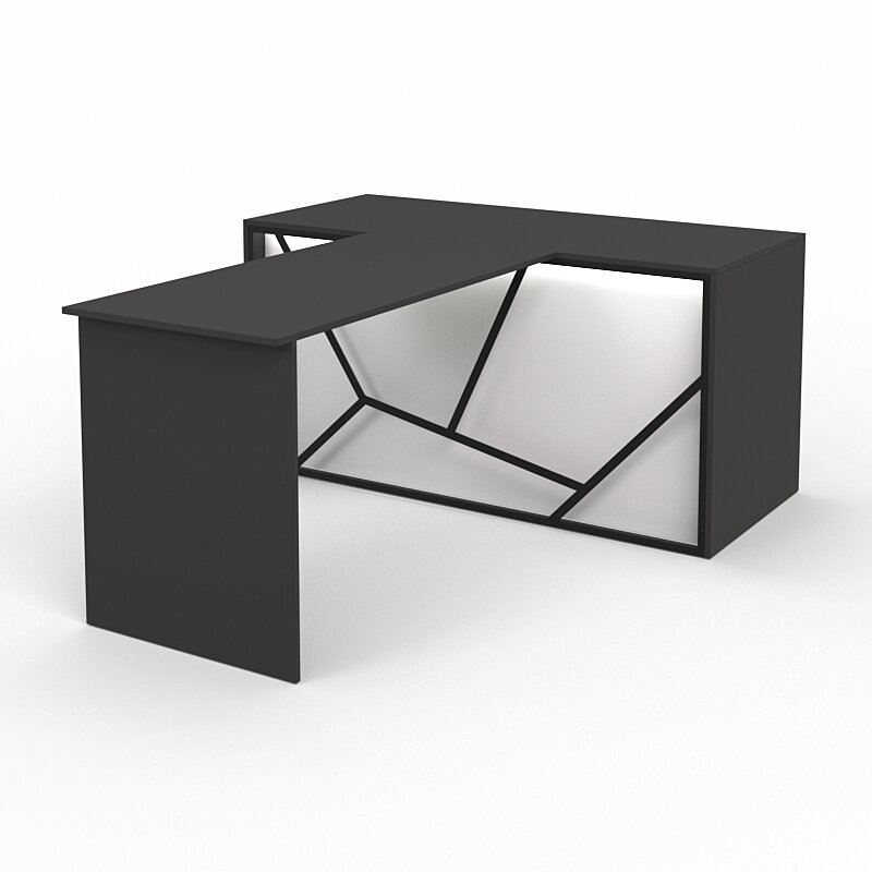 Стол руководителя №10 с приставкой брифингом, Черный и Белый. Производитель товара - компания Westcom.