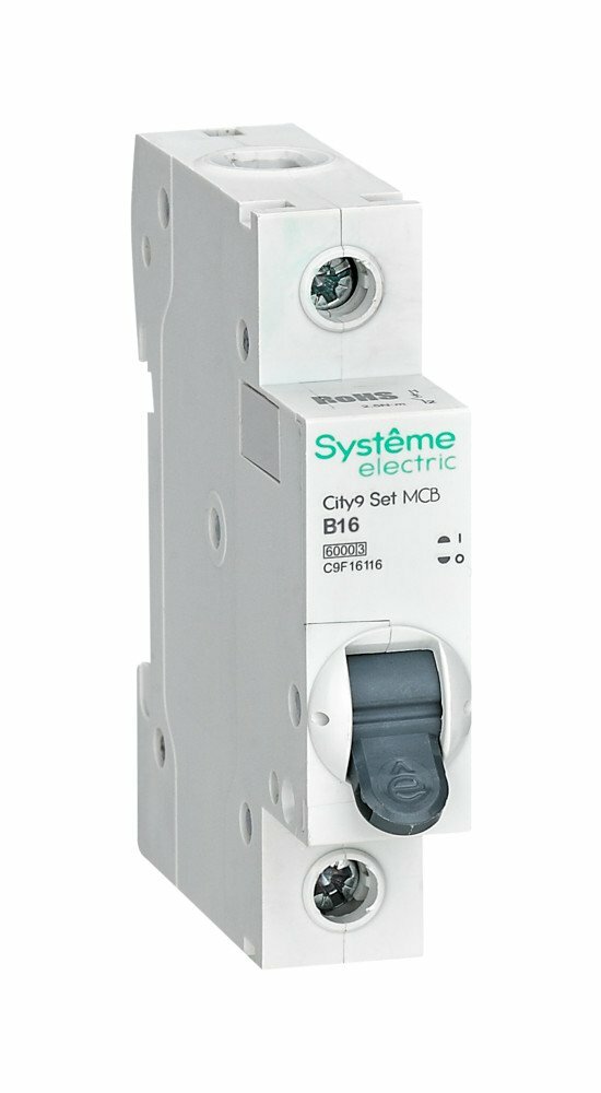Systeme Electric City9 Set Автоматический выключатель (АВ) B 16А 1P 6kA 230В, C9F16116