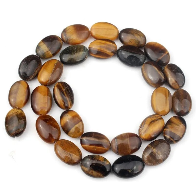 Бусины из натурального камня тигровый глаз, агата опал, нефрита 10x14 мм Yellow Tiger Eye