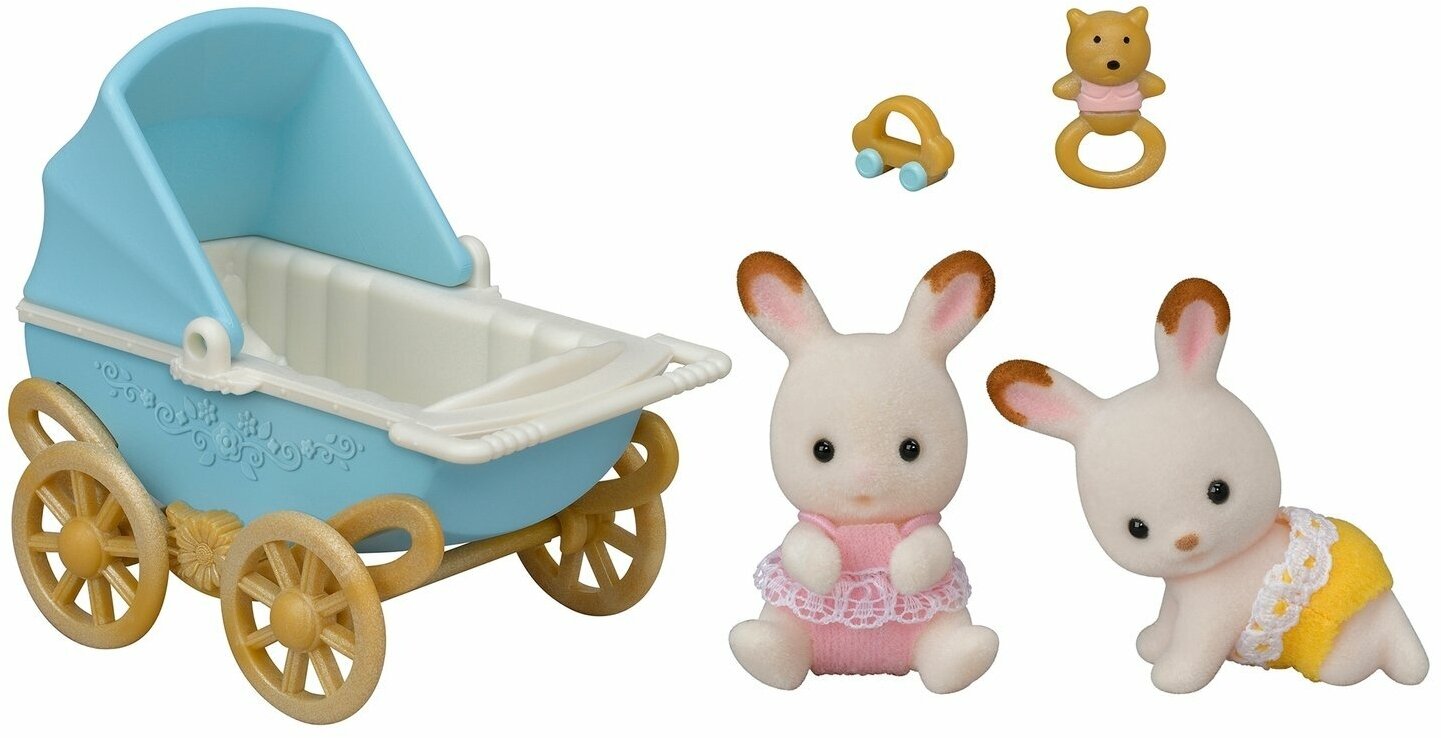 Игровой набор Sylvanian Families "Близнецы шоколадные кролики в коляске", 5432