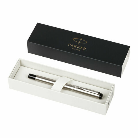 Ручка перьевая PARKER "Vector Stainless Steel", корпус серебристый, детали из нержавеющей стали, синяя, S0029690