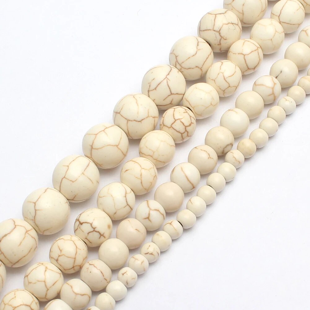 Бусины для браслета белых камней nociuciu Бежевый, 8mm 46pcs, white turquoise