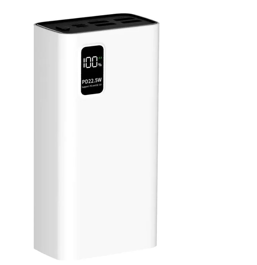 Внешний аккумулятор PERO "PB07" PB07WH, 30000mAh, Li-Polymer, пластик, белый
