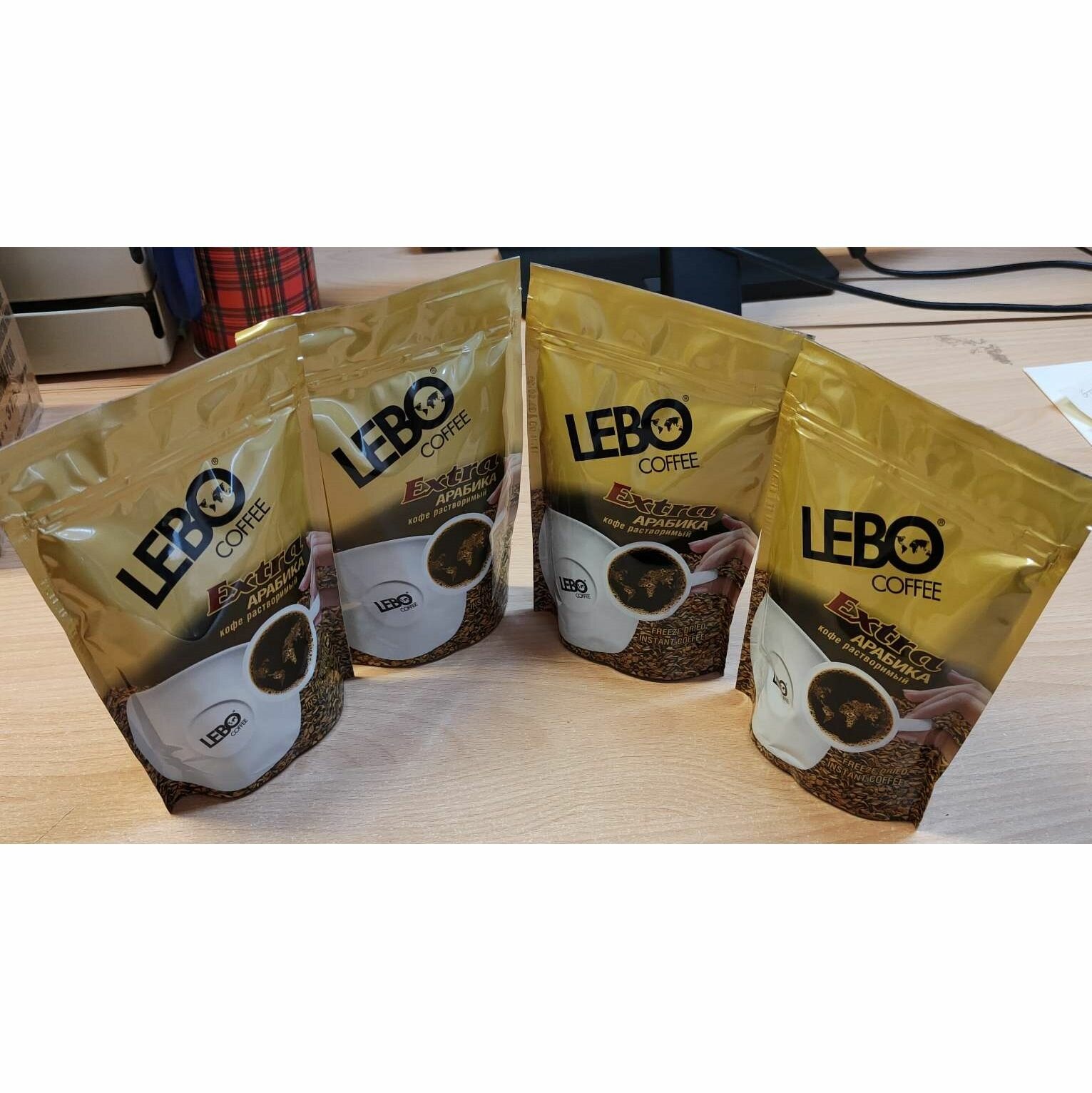 Кофе 400г LEBO Extra растворимый сублимированный. Набор из 4-ух пачек по 100г