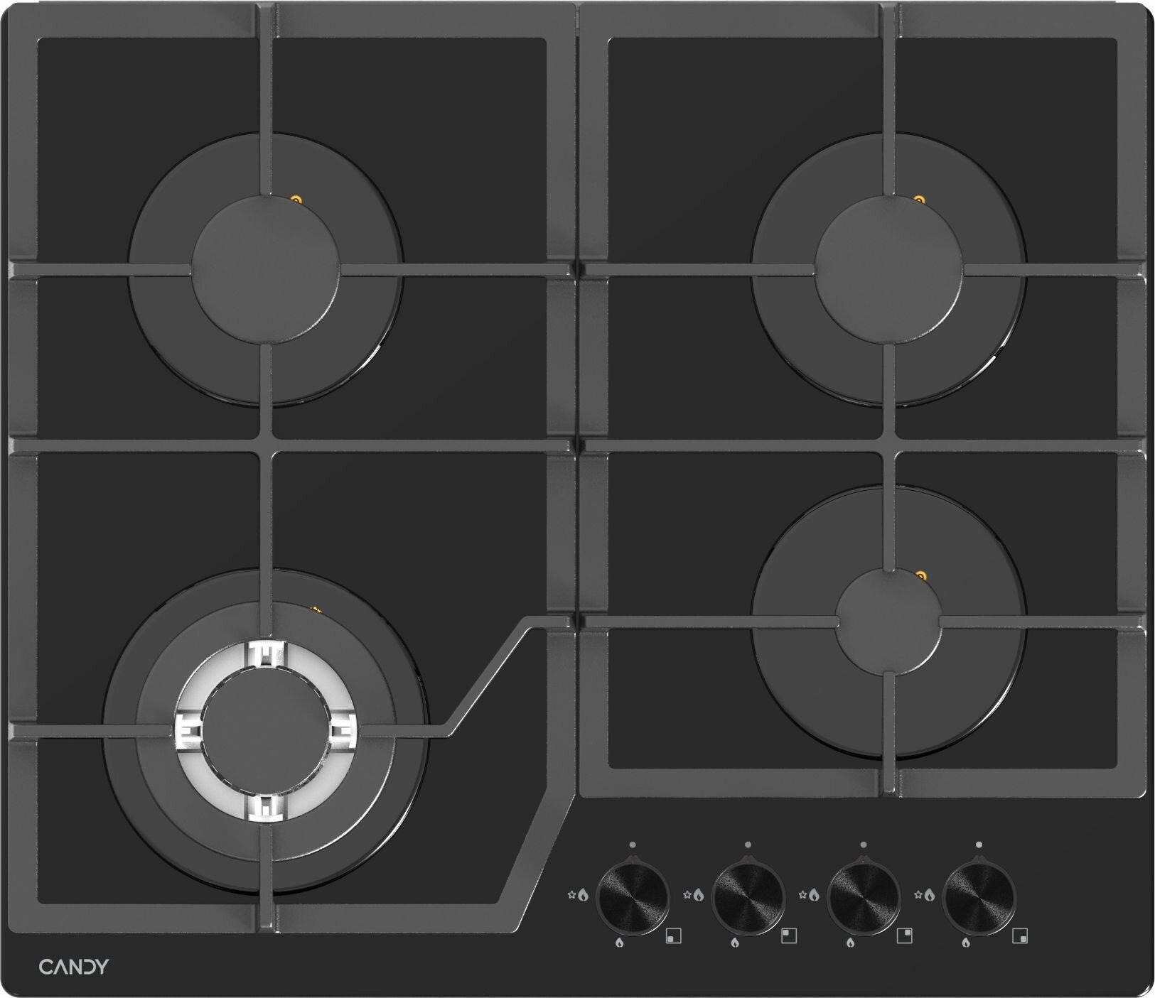 Candy CHXG64CWB Газовая варочная панель, 4 конфорки, черная