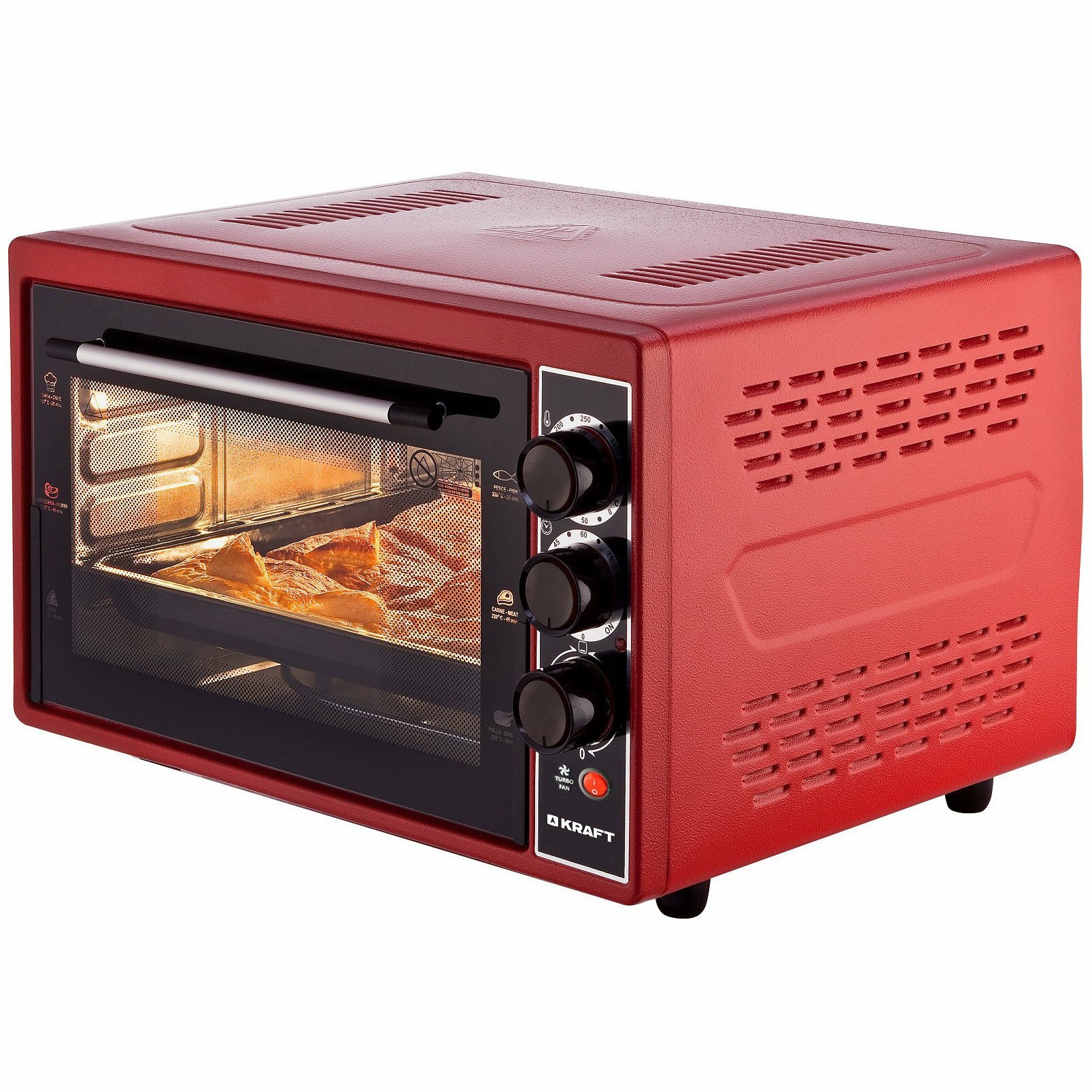 Мини-печь KRAFT KF-MO 3800 R красная