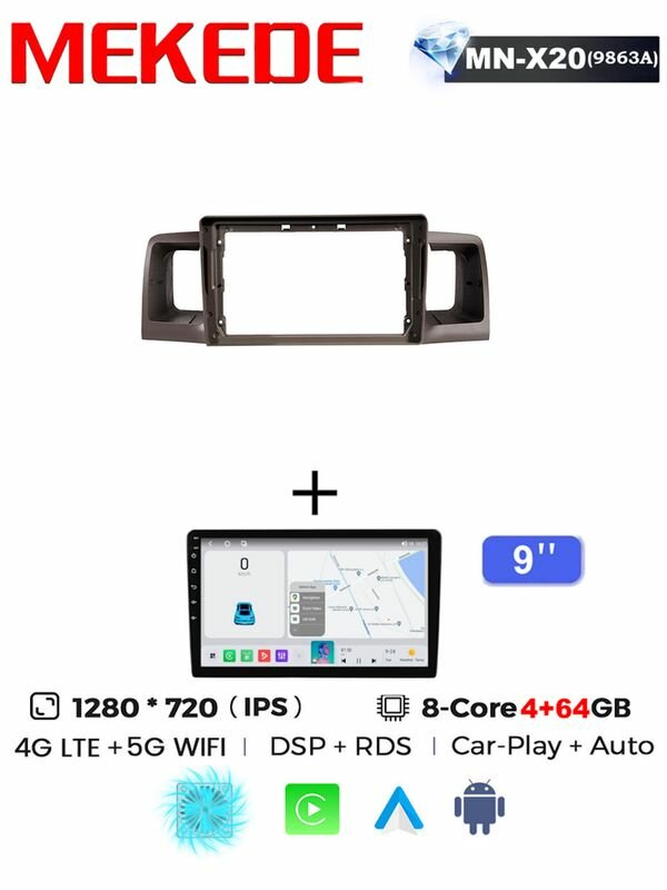 Магнитола 9" Mekede MN X20 Pro 4/64 Gb Toyota Corolla E130 E120 2000-2004 carplay