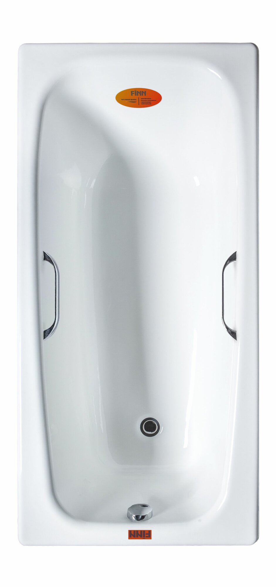 Чугунная ванна Finn Standart 150x70x40 с квадратными хромированными ручками