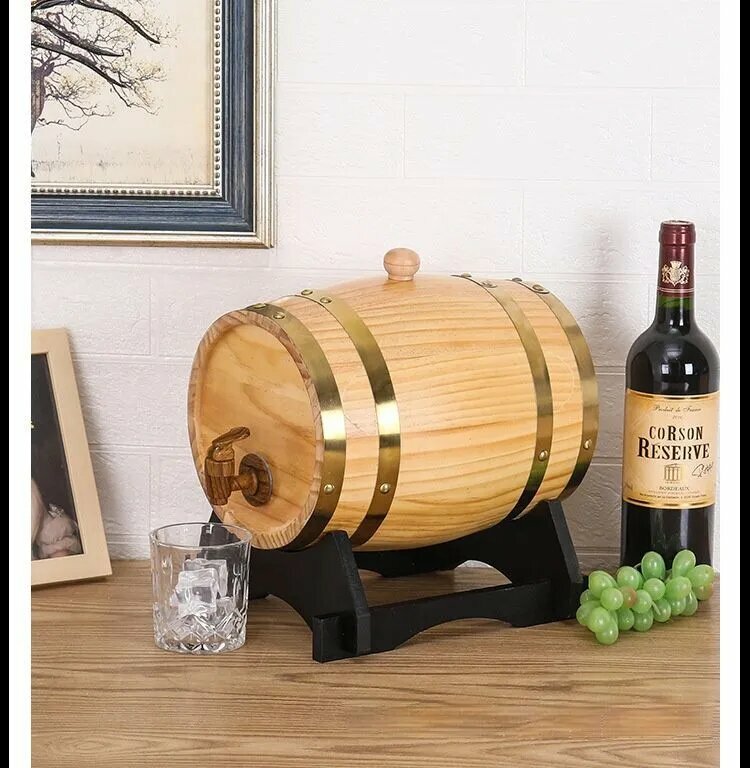 Бочка дубовая, для алкоголя, с краном, натуральный цвет дерева, 10 л