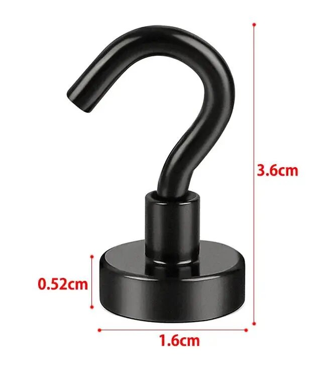 5 шт. черные магнитные крючки из чугуна 1pcs, black