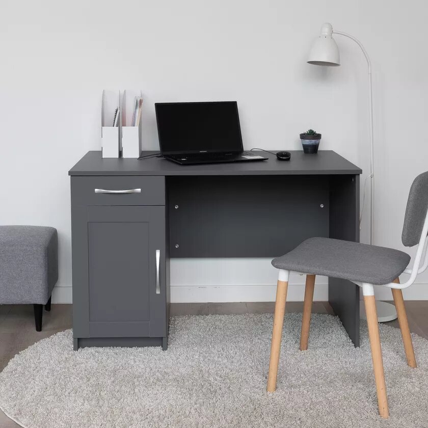 Стол письменный Кастор с ящиком, серый, 116 см х 65 см х 75 см, приставной