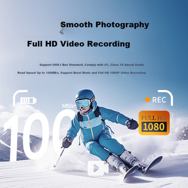 DM Da Mai 128GB SD Memory Card U3 V30 High Speed Memory Card Full HD Video Recording Digital Camera Camcorder High Speed Continuous Shooting SD Card Large Capacity