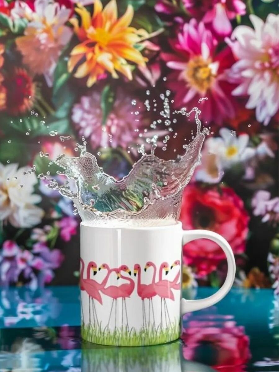 Кружка подарочная Розовые фламинго, 330 мл, 1 шт
