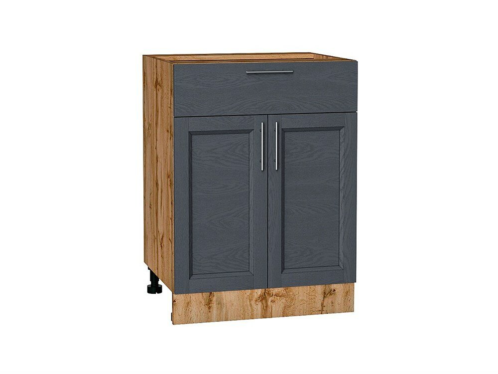 VVT Шкаф нижний с 2-мя дверцами и ящиком Сканди Дуб Вотан, Graphite Softwood, 600 В*Ш*Г 816*600*480, фасад МДФ Graphite Softwood, корпус Дуб Вотан Graphite Softwood