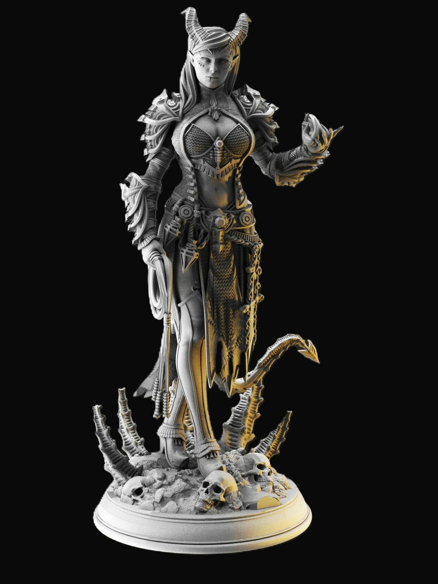 Тифлинг чернокнижник (тифлинг демон), игровая фигурка для раскрашивания (высота 43мм) база 25мм