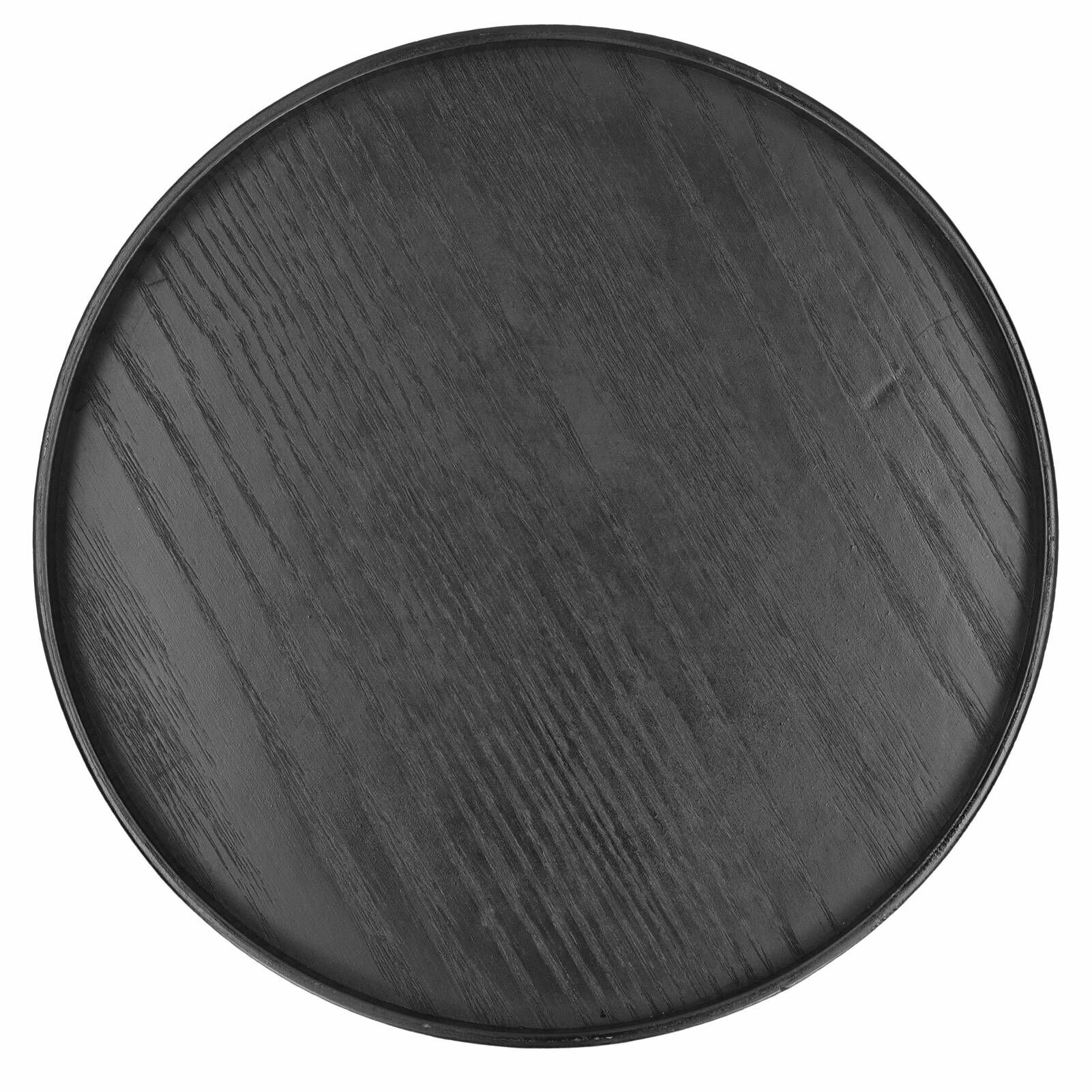Черная круглая деревянная тарелка 30 см