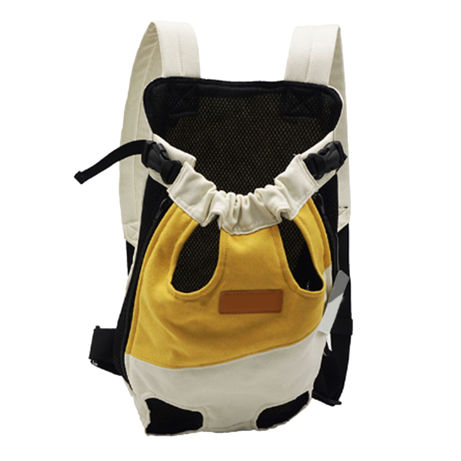 Двойная сумка для домашних животных Портативный рюкзак для собак и кошек на четырех ногах для прогулок и путешествий на открытом воздухе S (1,5-2,5 кг) Белый Желтый