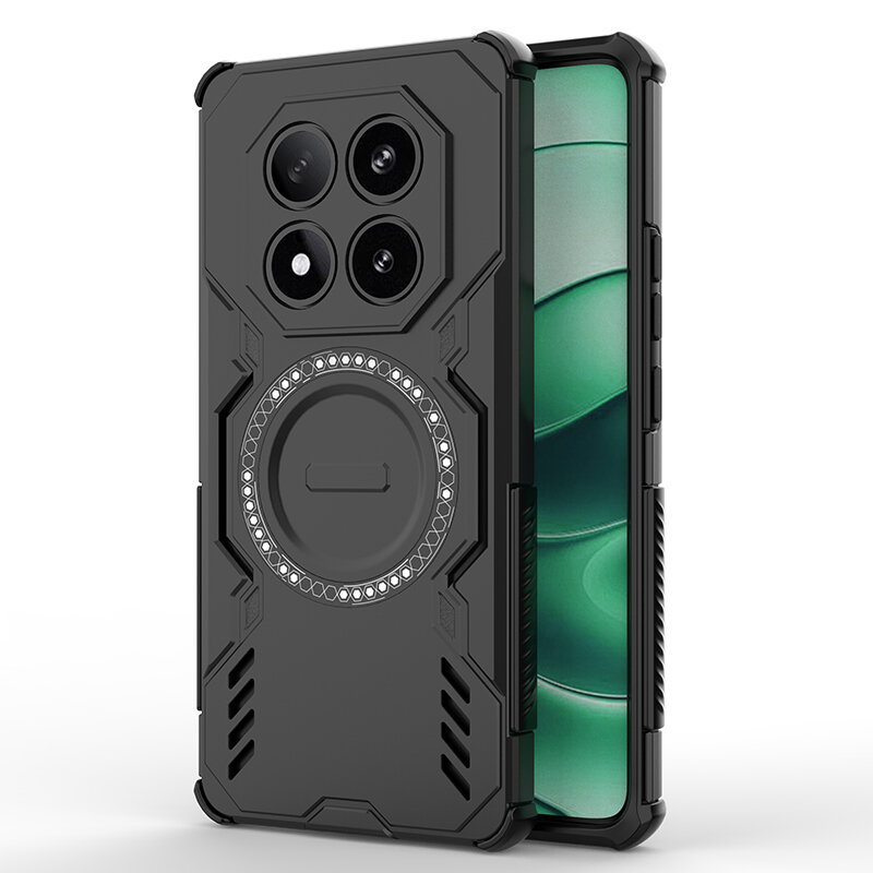 Подходит для Redmi Note 14 Pro 5G/Сяоми Поко X7 Чехол для смартфона поддержкой зарядки Magsafe, Поко X7, подставка, soft touch, матовая поверхность, защита камеры, ударопрочный, усиленные углы