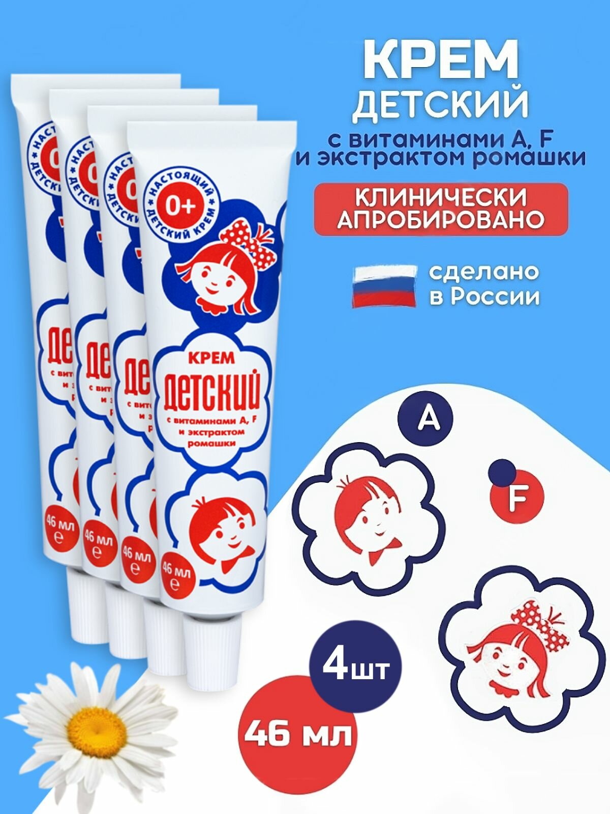 Крем детский с Витамином А, F, 46мл 4 шт.