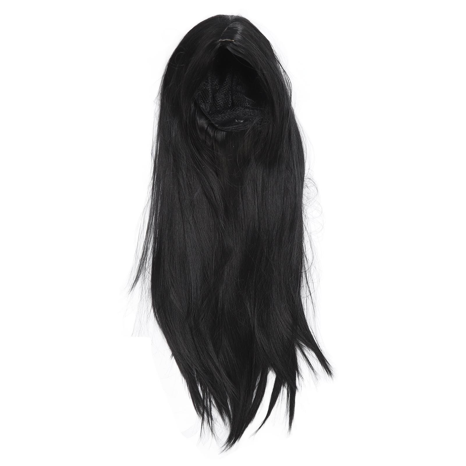 Средняя часть, черный прямой длинный парик, синтетическая дышащая подкладка, термостойкий черный длинный парик для косплея для Хэллоуина