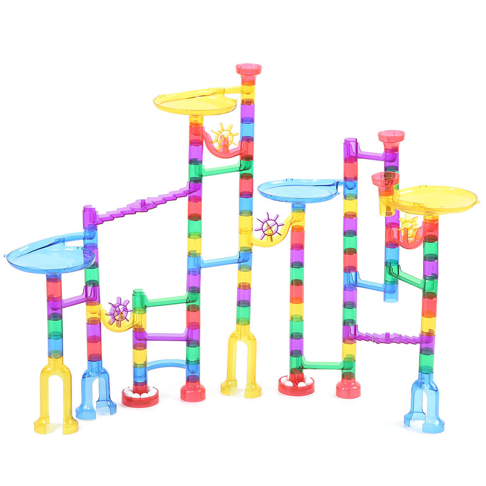 DIY собрать детей детские мраморные гонки бежать лабиринт трек блоки развивающие игрушки 122 шт.