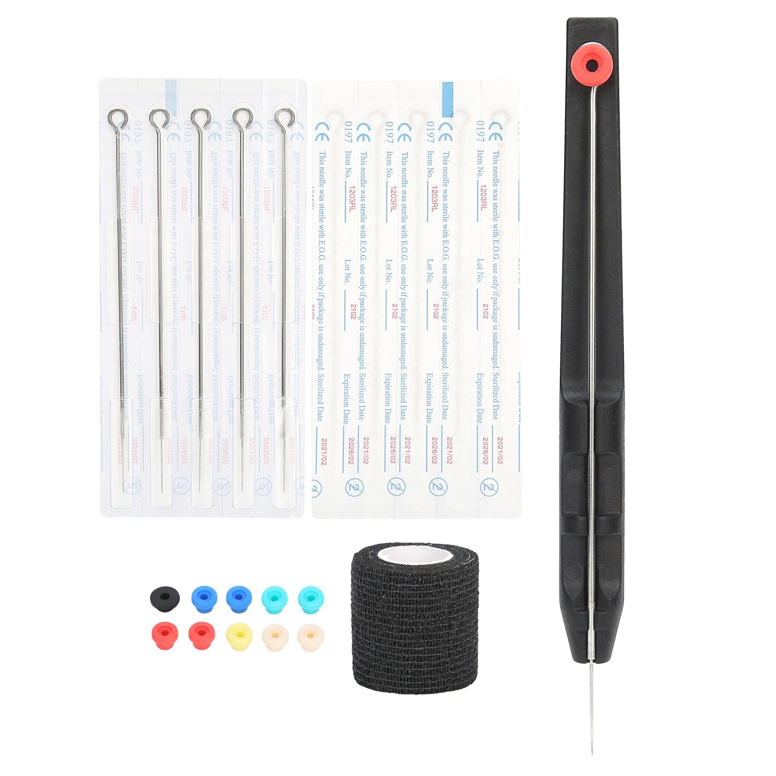 Ручка для татуировки из нержавеющей стали, игла для татуировки, бандажная втулка, набор инструментов для татуировки, аксессуар Aiguille de tatouage 3RL