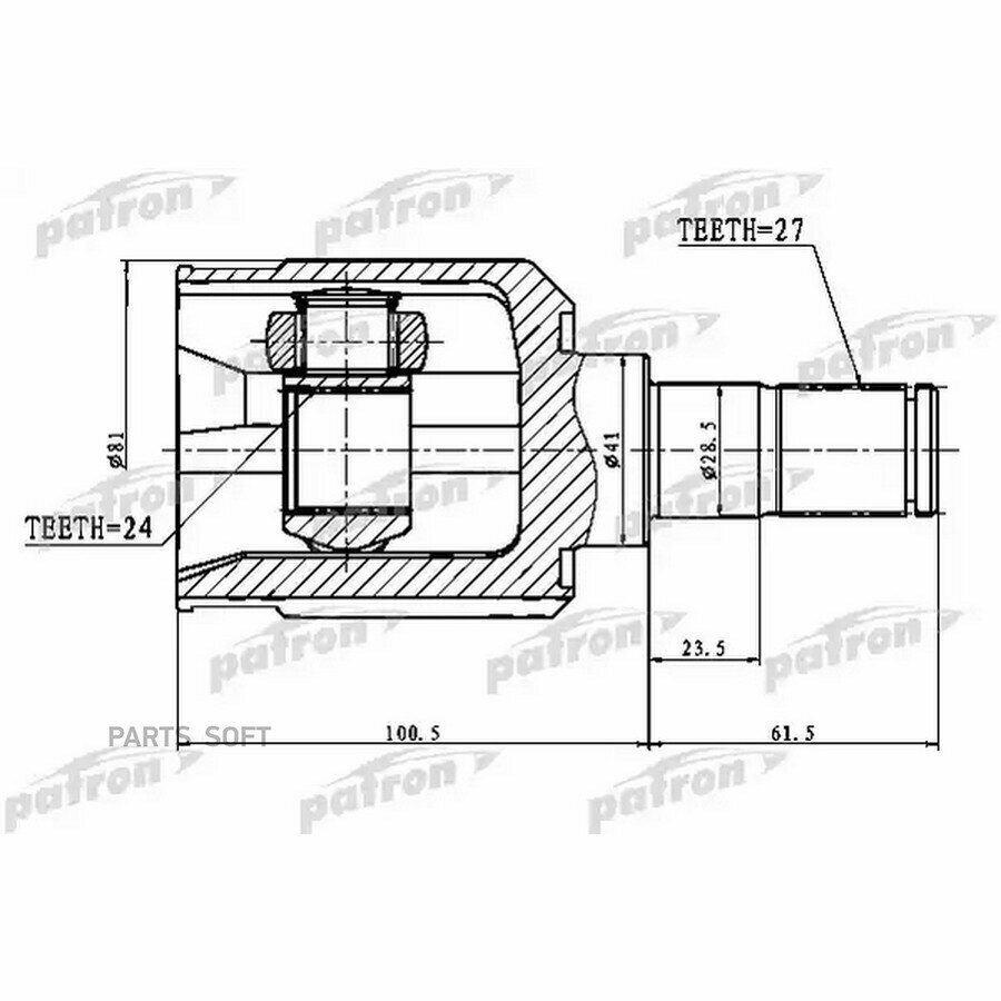 ШРУС внутренний левый 27x41x24 KIA SPORTAGE 04-10 PATRON PCV1775 | цена за 1 шт