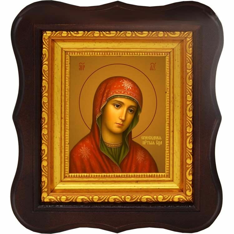 Икона Божией Матери "Огневидная". (10 х 12 см) В фигурном киоте