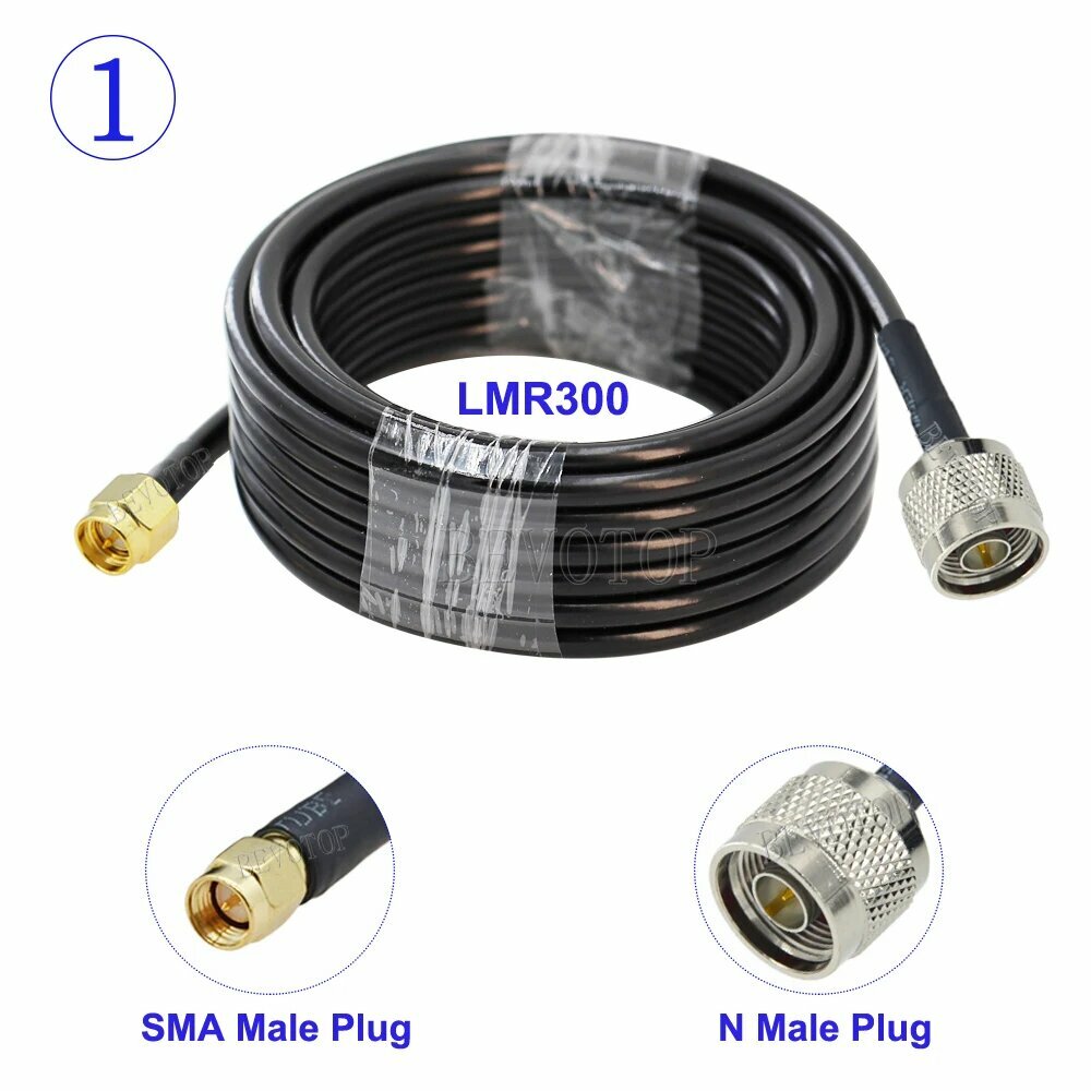 BEVOTOP Коаксиальный кабель LMR300 N-SMA 0,5 м 1M, SMA M to N Male