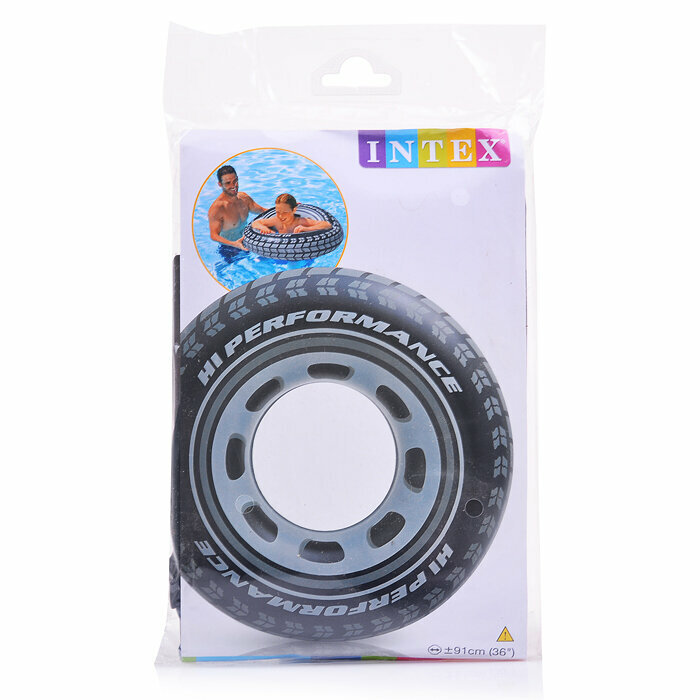 Большой надувной круг INTEX «Шина» для плавания и купания на море и в бассейне, плавательный круг диаметр 91 см, для детей от 9 лет и взрослых