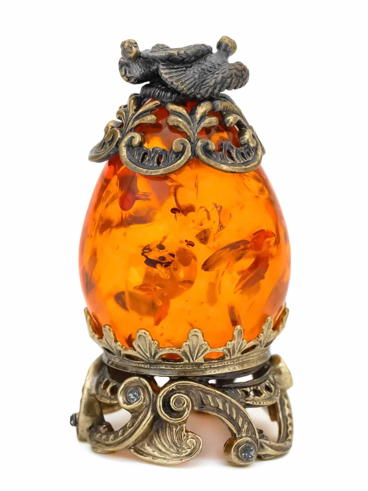 Сувенирная фигурка - Яйцо с голубями, Балтийский Янтарь, 6,5 см