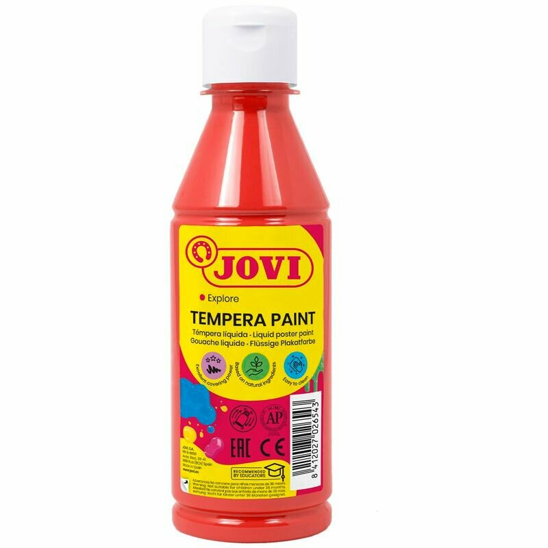 Гуашь Jovi красная, с повышенным содержанием пигмента 250 мл, 50207