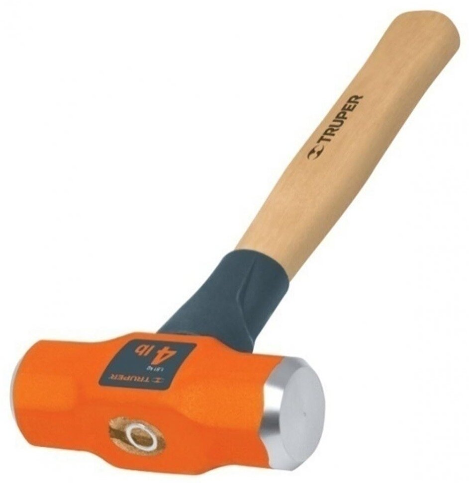 Молоток TRUPER / Трупер MD-3M инженерный, с деревянной ручкой, стальной боек, оранжевый, 300мм / инструменты для ремонта и строительства